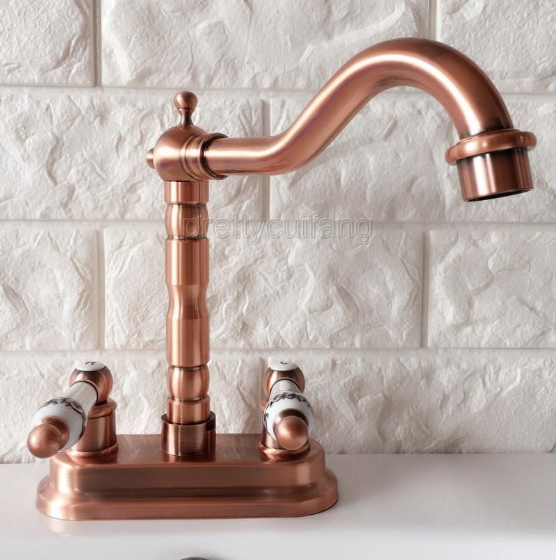 Antique Red Copper Swivel Kitchen Sink bathroom Mixer Tap Faucet Prg045 ...