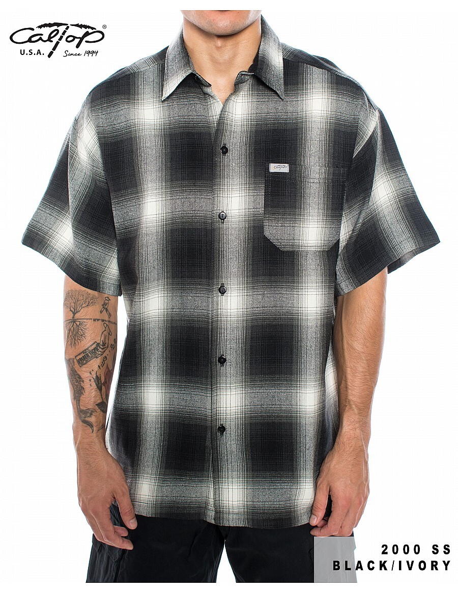 CALTOP OLD SCHOOL FLANNEL VETERANO SHORTSLEEVE SHIRT PLAID SM-5X ...