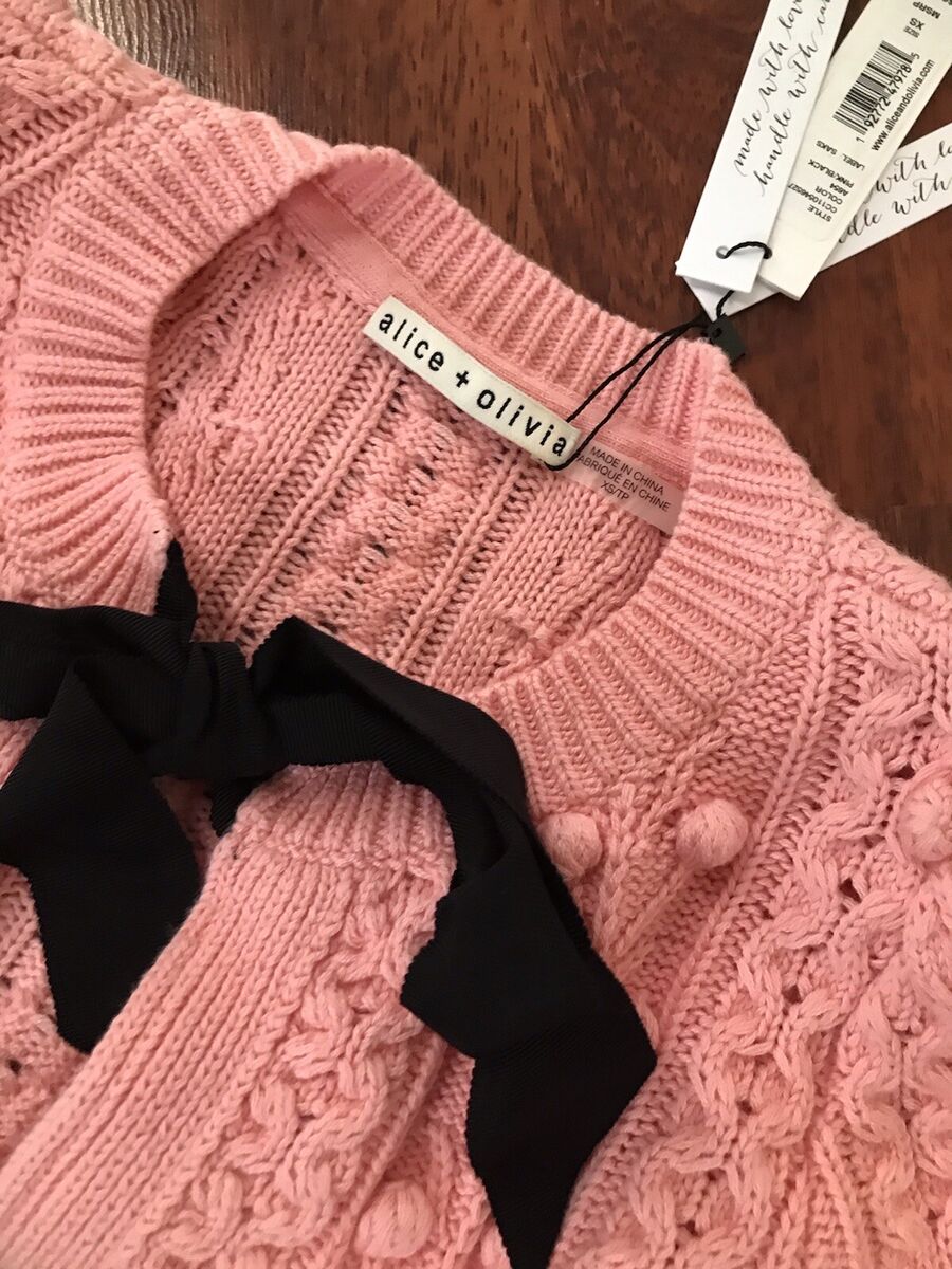 NWT Alice + Olivia Kitty Bow Front Puff Sleeve Sweater Dress NWT Alice + Olivia Kitty Bow Front Puff Sleeve Sweater Dress