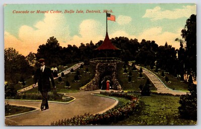 Vintage Postcard Posted Cascade or Mount Cedar Belle Isle Detroit ...