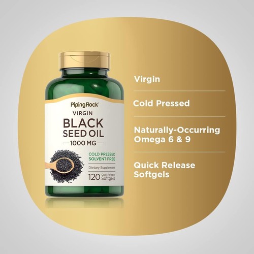 Piping Rock Black Seed Oil Softgel Capsules | 1000mg | 120 Pills ...