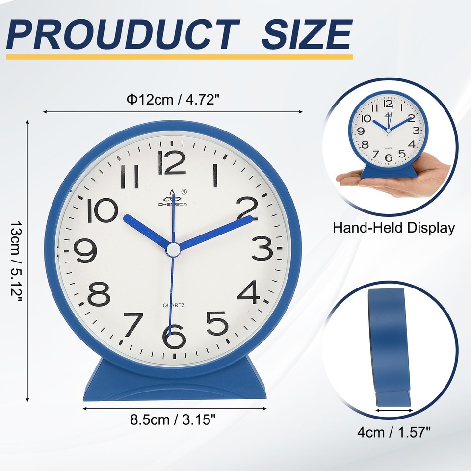 5.1" Analog Alarm Clock, Small Desk Clock for Bedside, Blue | eBay
