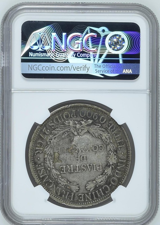1895A French Indo-China 1 Piastre Silver Coin Chopmarked - KM# 5 - NGC ...