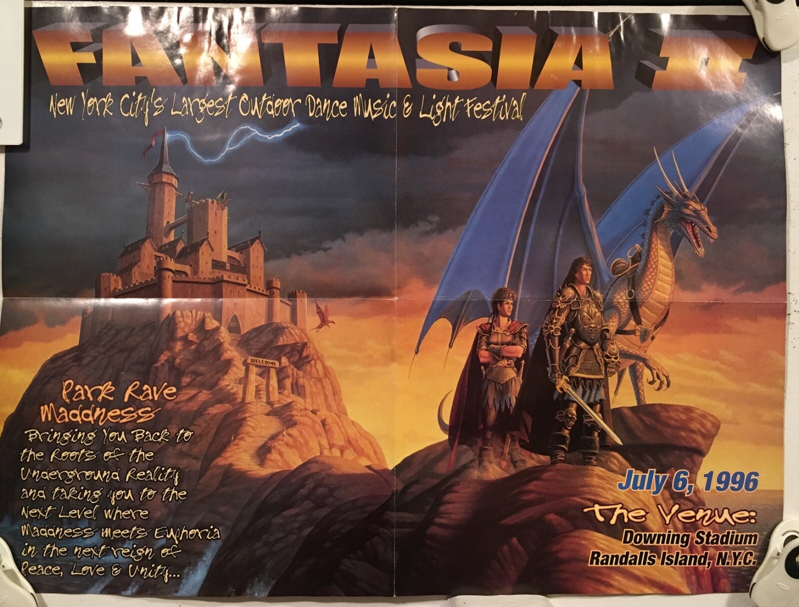VINTAGE RAVE FLYER FANTASIA II FOLD-OUT POSTER JULY 1996 RANDALLS ...
