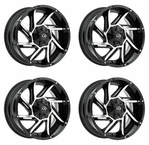 Set 4 17" Vision 422 Prowler Gloss Black Machined Face Wheels 17x9 6x5 ...