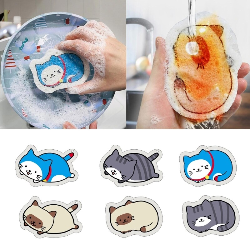 Cute Kitchen Dishwashing Sponge Cleaning Sponges Scouring Pad Wood Pulp ...