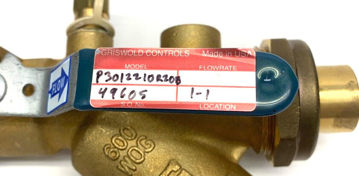 Griswold Controls P3012210R20B Isolator R Valve Solder Ends w/ 1/4 ...