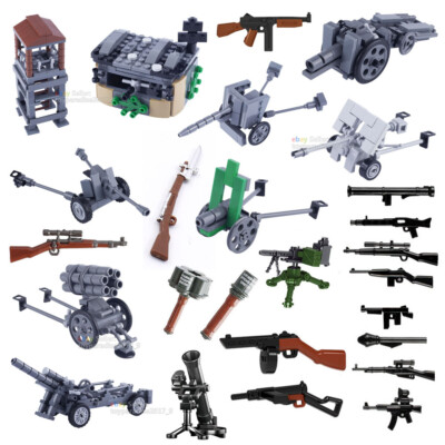 MOC Military WWII Weapon Howitzer Cannon Mortar Rifle Bunker Machinegun ...