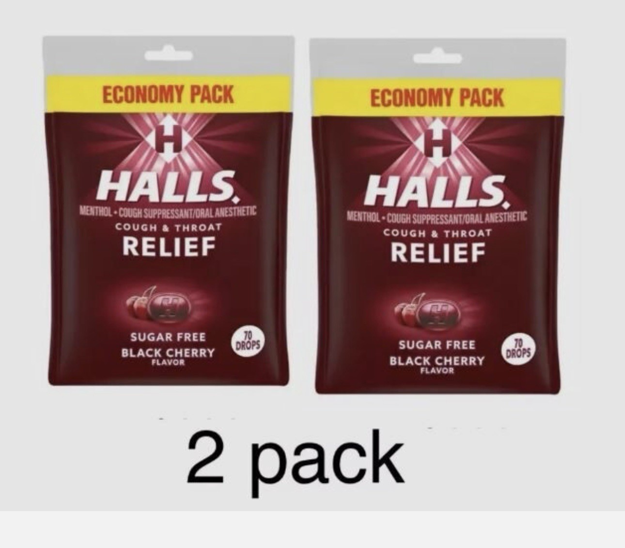 HALLS Relief Sugar Free Black Cherry Flavor Cough Drops, Economy Pack ...