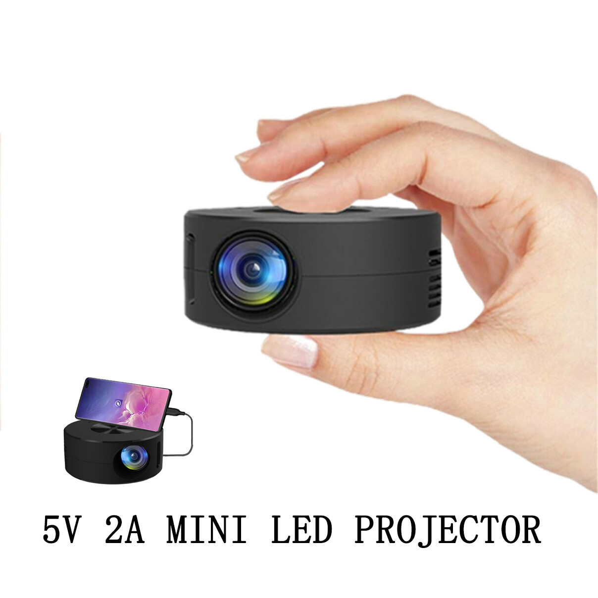 5V 2A Mini Projector LED Home Cinema Portable Home Theater LCD HD1080P ...