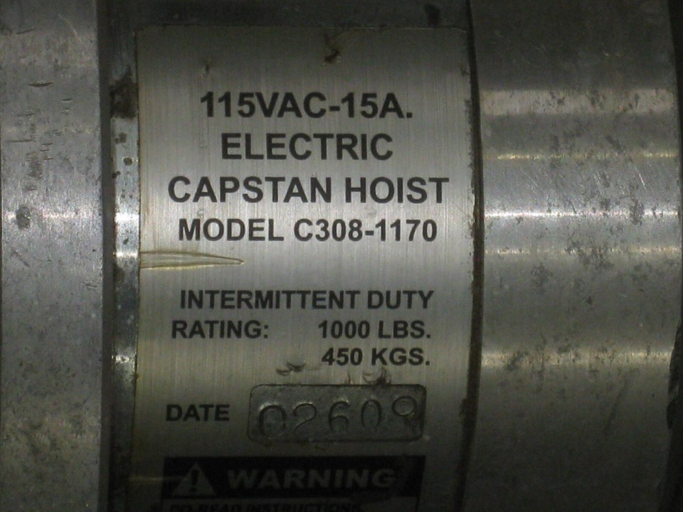 AB Chance 1,000 lbs Capstan Hoist, 115V, 15A, With Mount, Good Working ...
