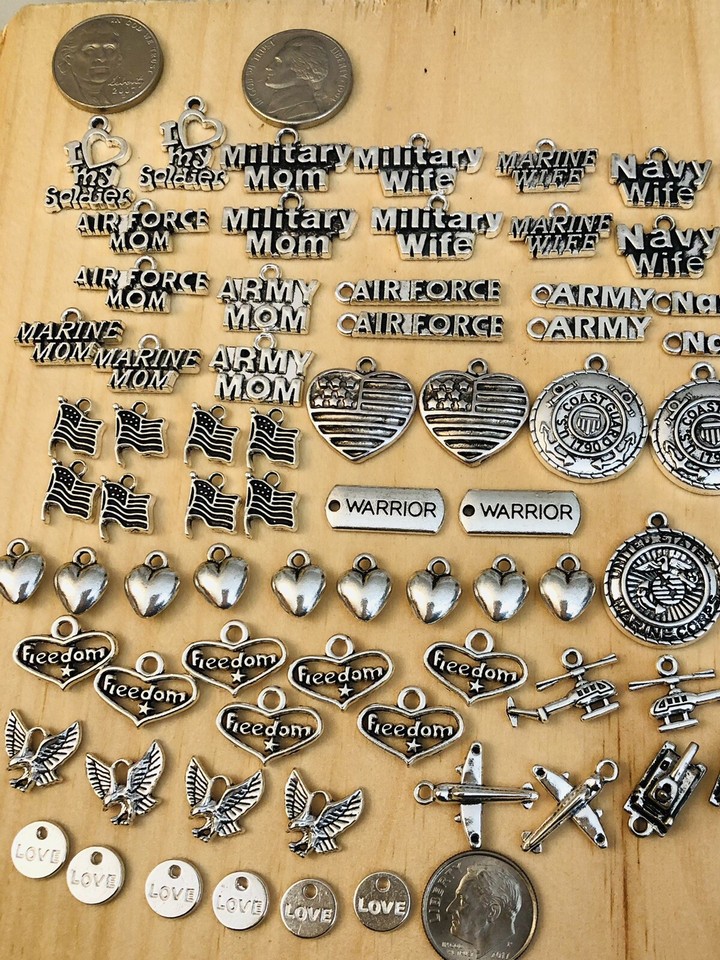 US Military Charm Pack 70~Air Force-Army-Navy~Marine~Coast Guard~Flag ...