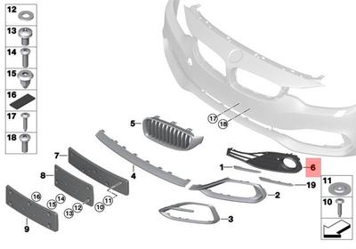 Genuine BMW F32 Partially Open Grid Fog Light Grille O/S OEM ...
