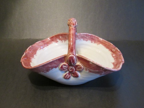 Latham Pottery Handmade Pink Flower Design Basket Signed By the Artist ...