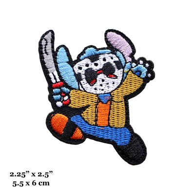 Stitch As Jason Voorhees Knife Horror Cartoon Cosplay Embroidered Iron ...
