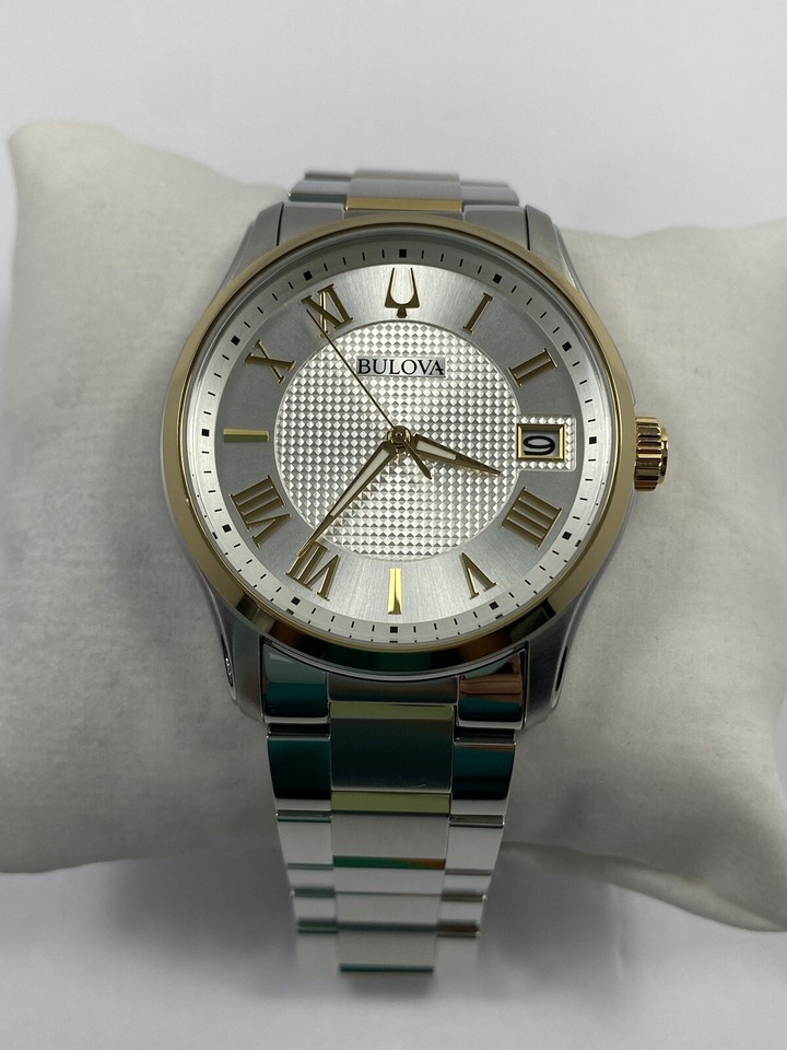 Bulova Wilton Quartz Silver Dial Two Tone Stainless Steel Men's Watch ...