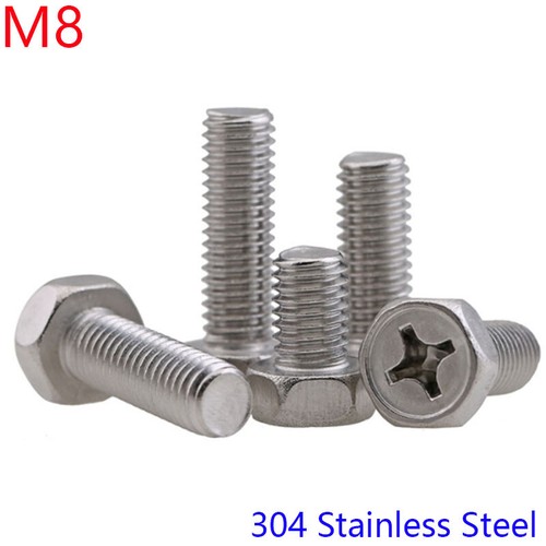 M8 - 1.25 8mm 304 Stainless Steel - Phillips Drive Hex Head Bolts Cap ...