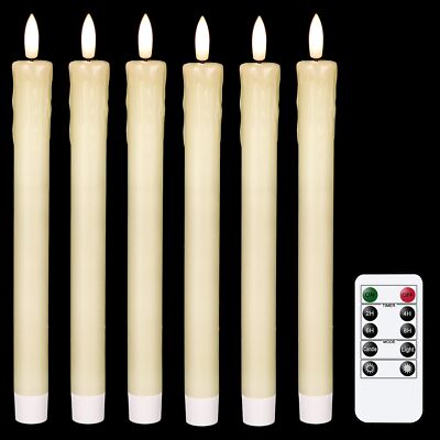 GenSwin Drip Wax Flameless Taper Candles Flickering with 10-Key Remote, Batte... | eBay