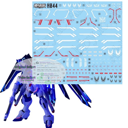 for HG 1/144 Rising Freedom D.L. Master Water UV Light React Decal HGCE ...