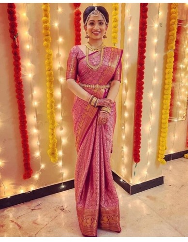 Kanchipuram Designer Silk Saree Indian Wedding Bollywood Formal ...