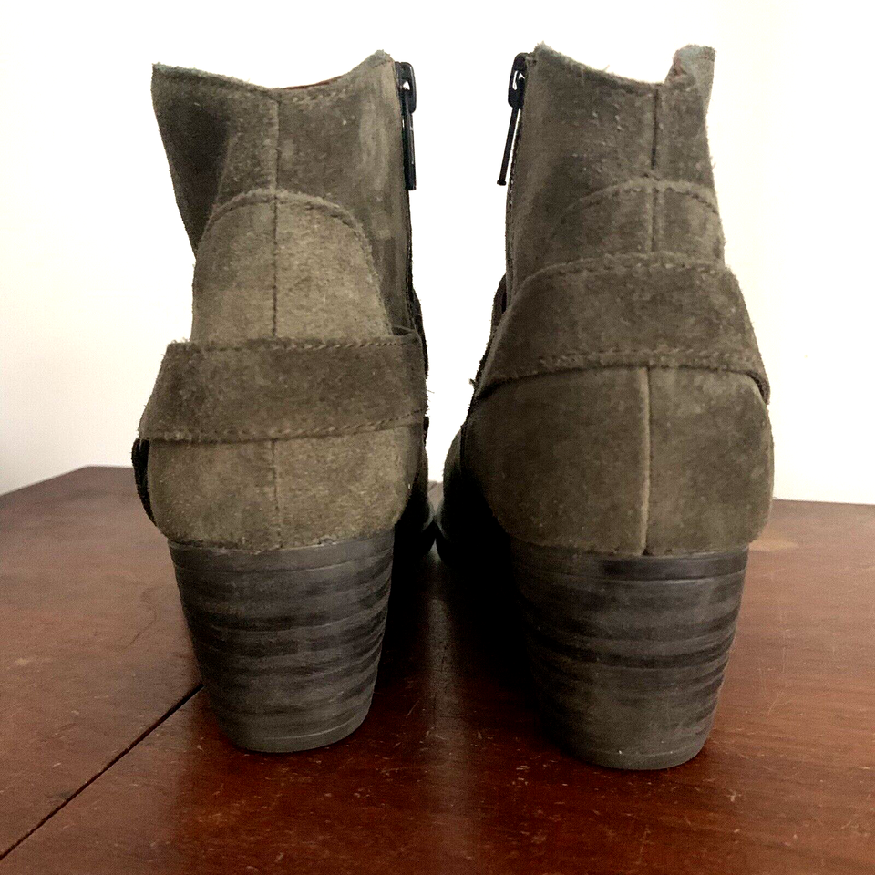 BORN Green Suede Leather Western Harness Ankle Boots Womens 7 Booties ...