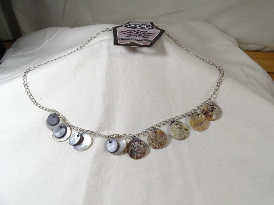 New Cool Round Disc Shell MOP Surfer Boho Y2K Hippy 20” Chain Unisex ...