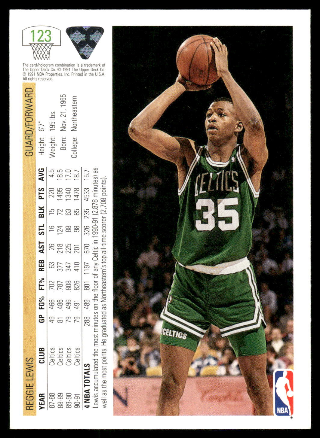 1991-92 Oberdeck #123 Reggie Lewis Boston Celtics | eBay