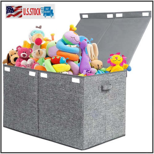Large Toy Box Chest with Lid Collapsible Sturdy Toy Storage Organizer ...