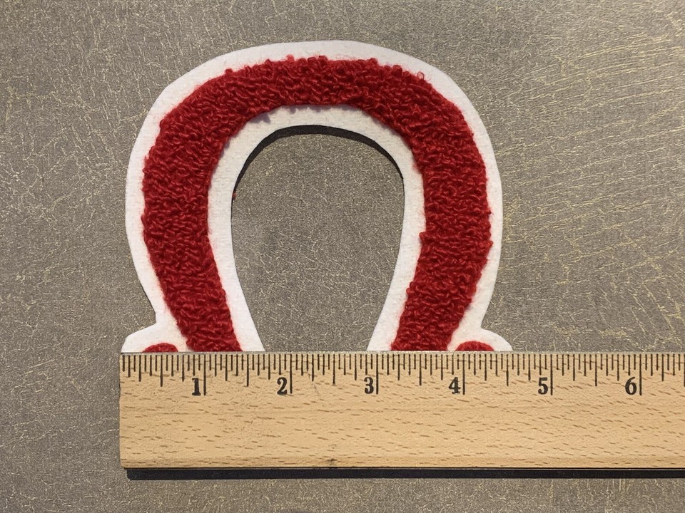 CUSTOM MADE Chenille Horseshoe Patch- Red | eBay