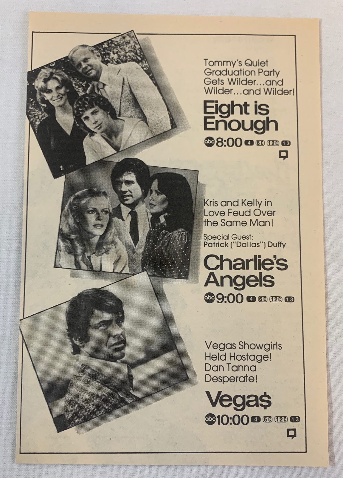 1980 ABC tv ad~ EIGHT IS ENOUGH, CHARLIE'S ANGELS love feud, VEGAS | eBay