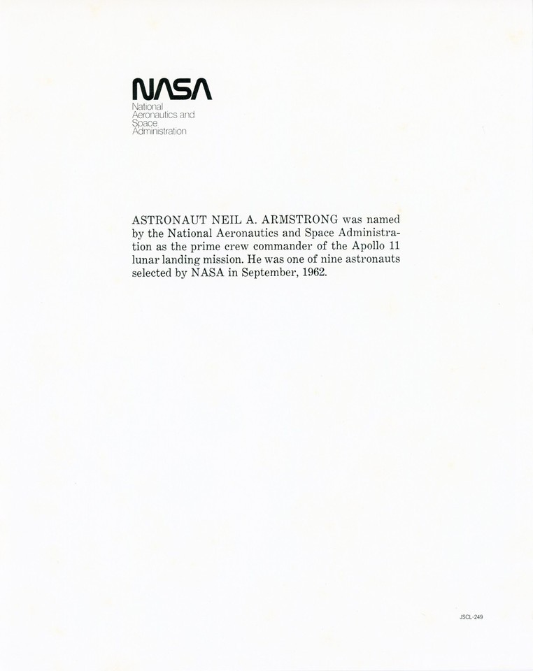 Neil Armstrong ~ Signed Autographed NASA Apollo 11 Official Photo ~ JSA ...