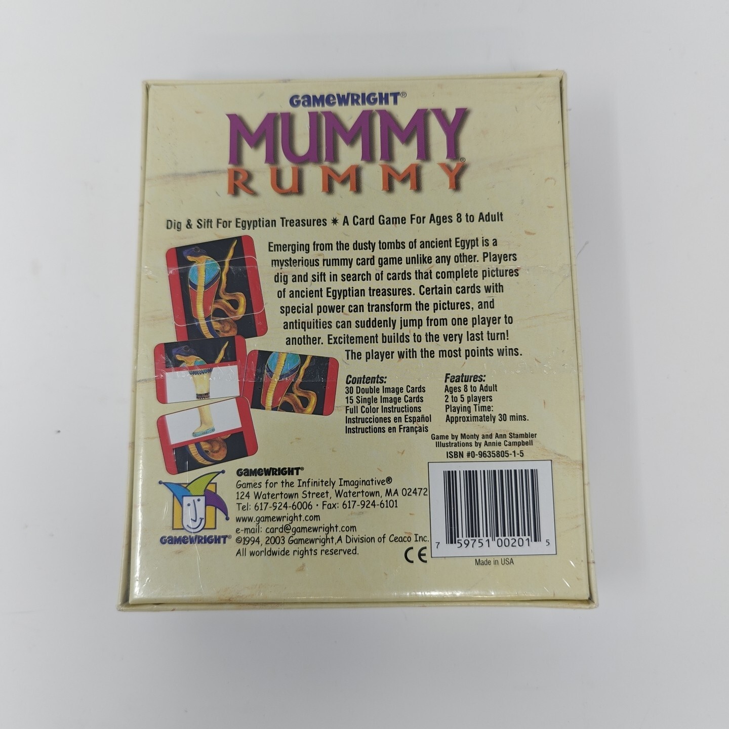 Mummy Rummy 2003 by Gamewright -egyptians Treasures Card Game Ages 8 ...
