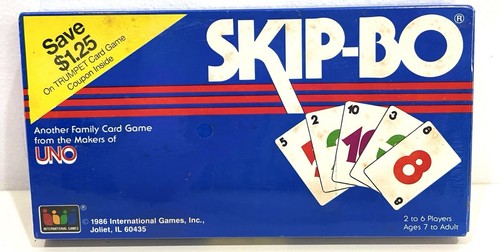 Vtg SKIP-BO Card Game 1986 Stock No. 1050 Family Game Night NEW Sealed ...