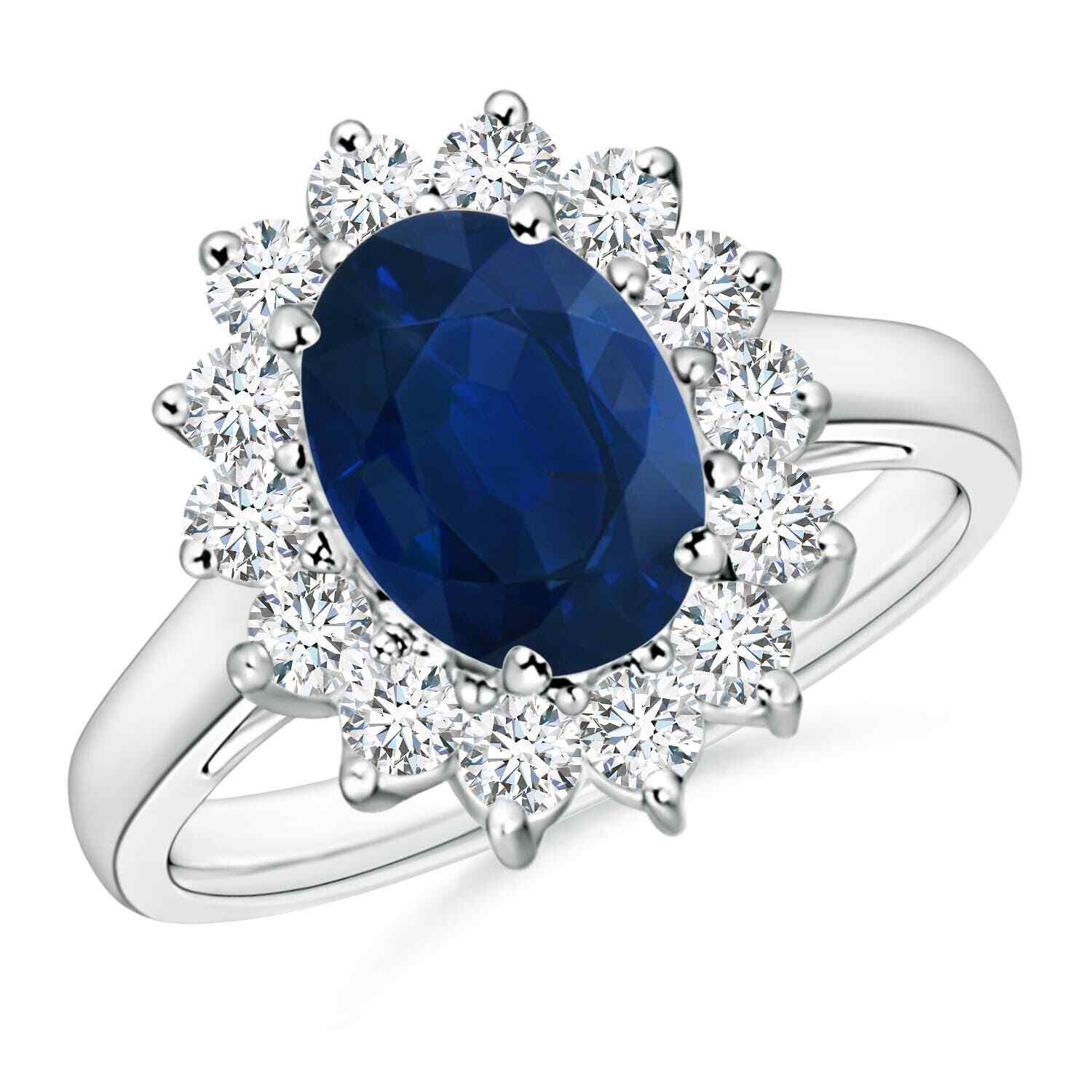 ANGARA Princess Diana Inspired Blue Sapphire Ring with Diamond Halo | eBay