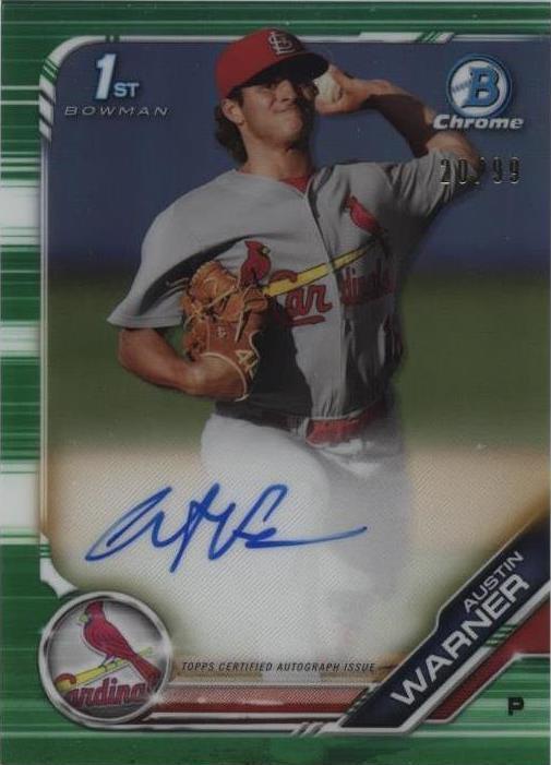2019 Bowman Chrome - Prospects Autographs Austin Warner #CPA-AW Green ...