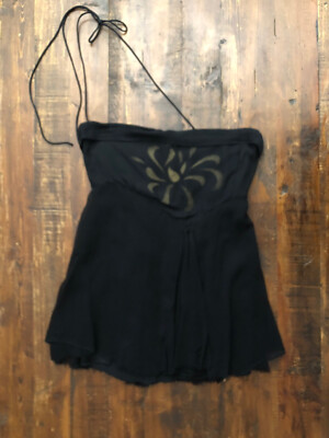 Foley of Foley Women’s 100% silk Black Side Tie Floral Cut Out blouse ...