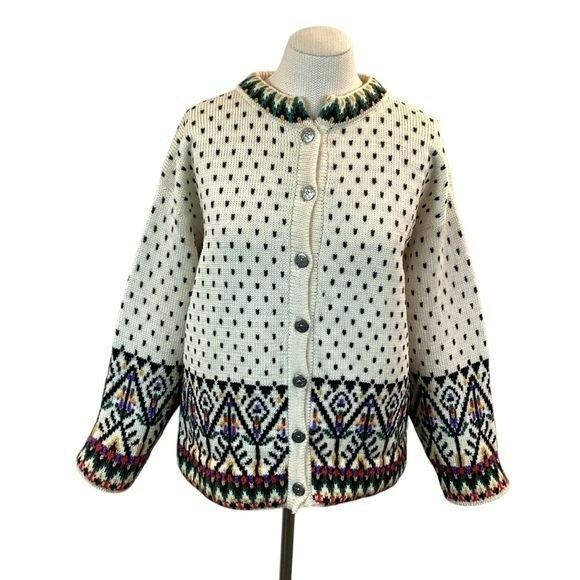 Dale Of Norway Womens XL Multi-Colored Wool Buttoned Cardigan Sweater ...