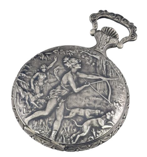 Vintage BULER Swiss 17 Jewels Silver Hunter Pocket Watch - Diana The ...