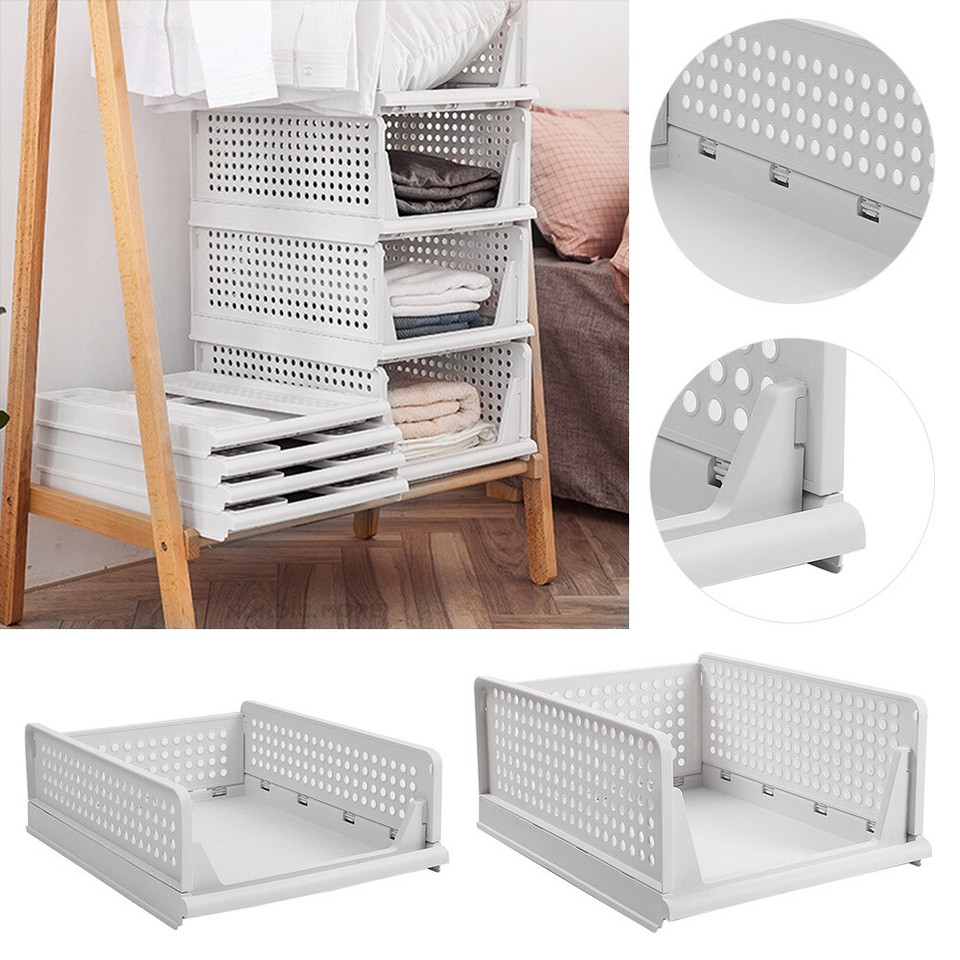 Stackable Clothes Storage Drawer Basket Plastic Wardrobe Closet ...