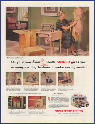 Vintage 1953 SINGER Sewing Centers Stores Sewing Machines 1950's Print ...