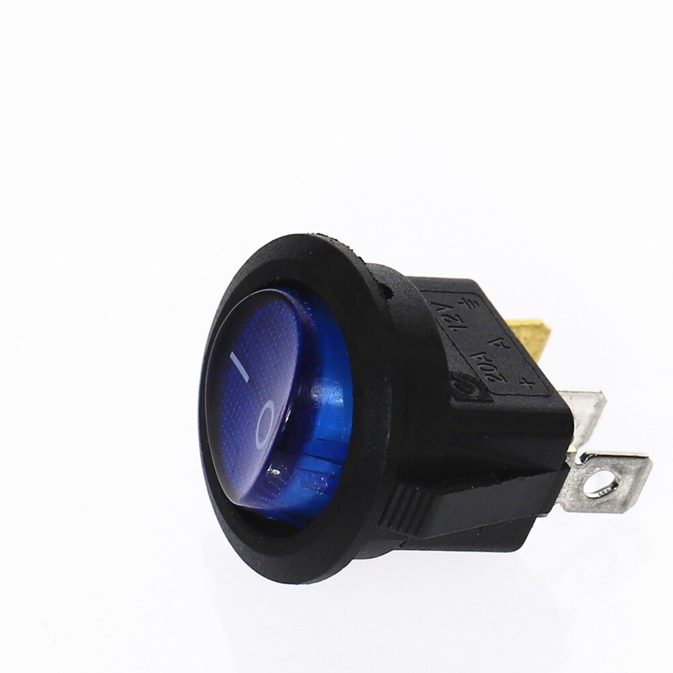 10Pcs 12V 3Pin Blue LED Rocker Switch SPST Dot Light Car Boat Auto ON ...