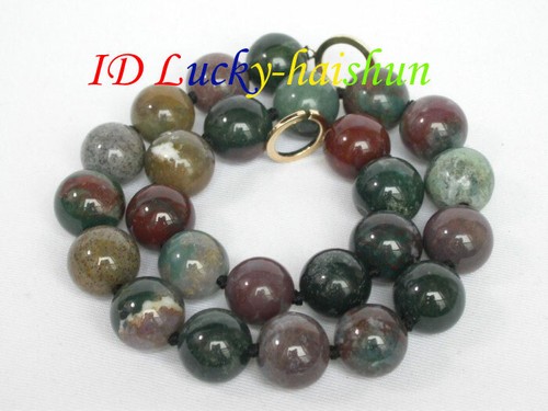 AAA natural 16mm Round Multi-color jade beads necklace filled gold clasp j6863 | eBay