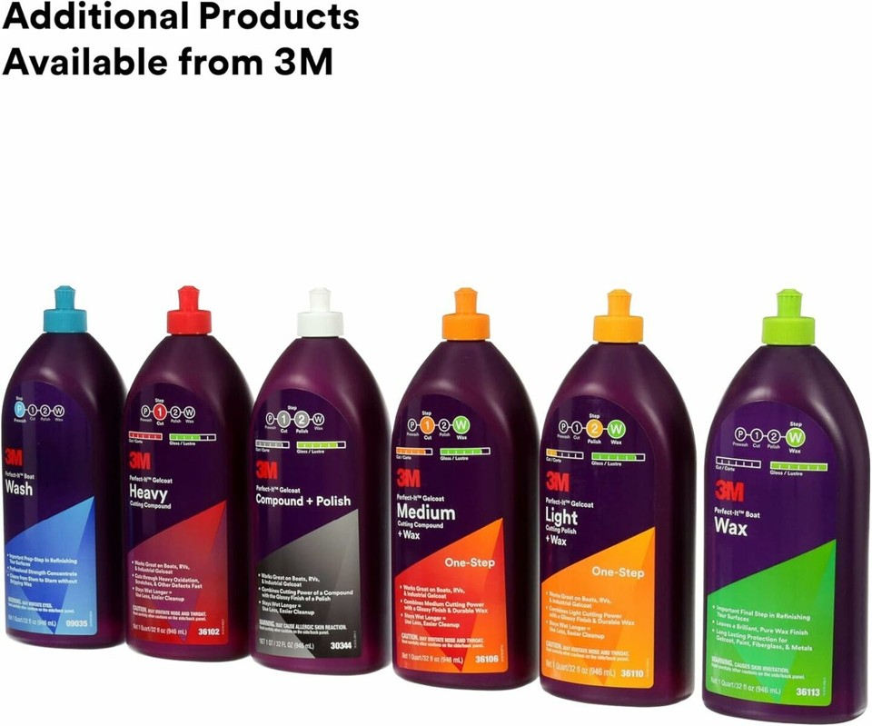 3M 30345 Perfect-It Gelcoat Compound + Finishing Wax Polish White ...