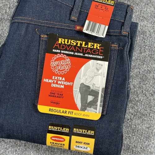 Rustler Advantage Jeans Mens 36x32 Bootcut Regular Fit Heavyweight ...