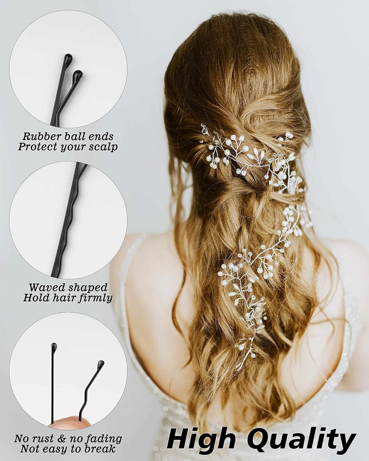 120 pcs Black Metal Invisible Hair Clips Flat Bobby Pins Grips Salon ...