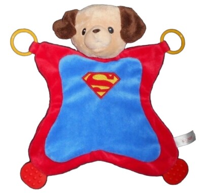 Baby Gund Superman puppy dog Lovey Security Blanket teether plush toy ...