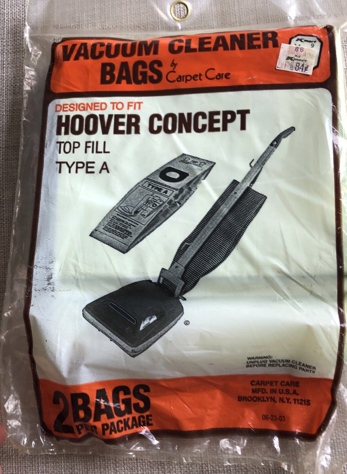 Hoover Concept Type A Top Fill 2 Pack Vacuum Cleaner Bags Vintage | eBay