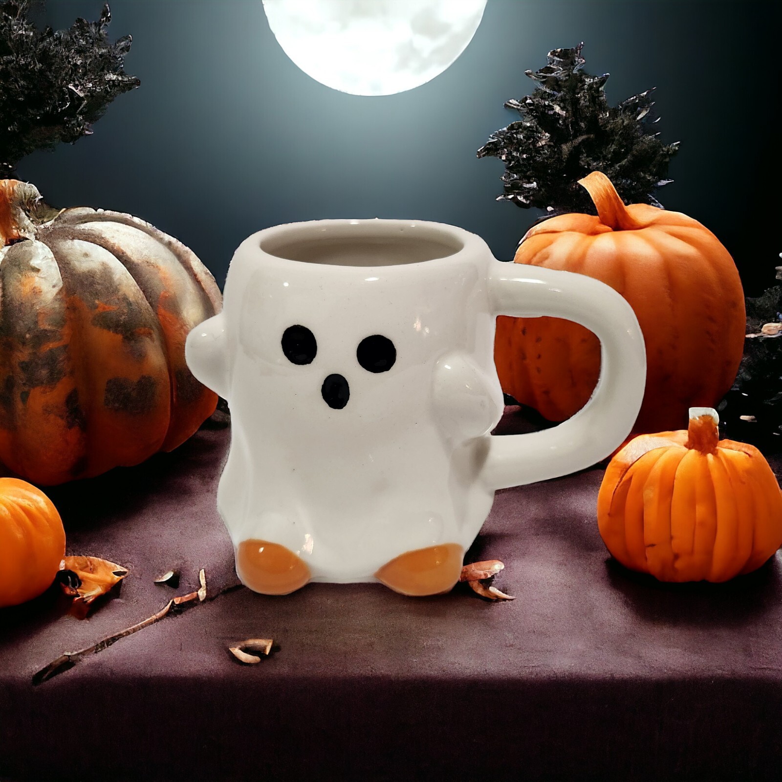 Target Hyde & Eek Mini 6 oz Ghost Mug Halloween Orange Feet | eBay