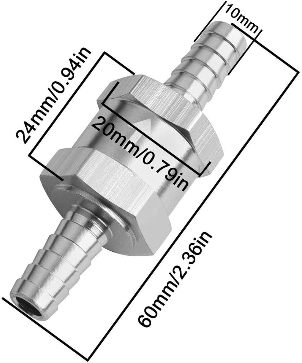 3/8" 10mm Fuel Line One Way Non Return Check Valve Aluminum Petrol ...