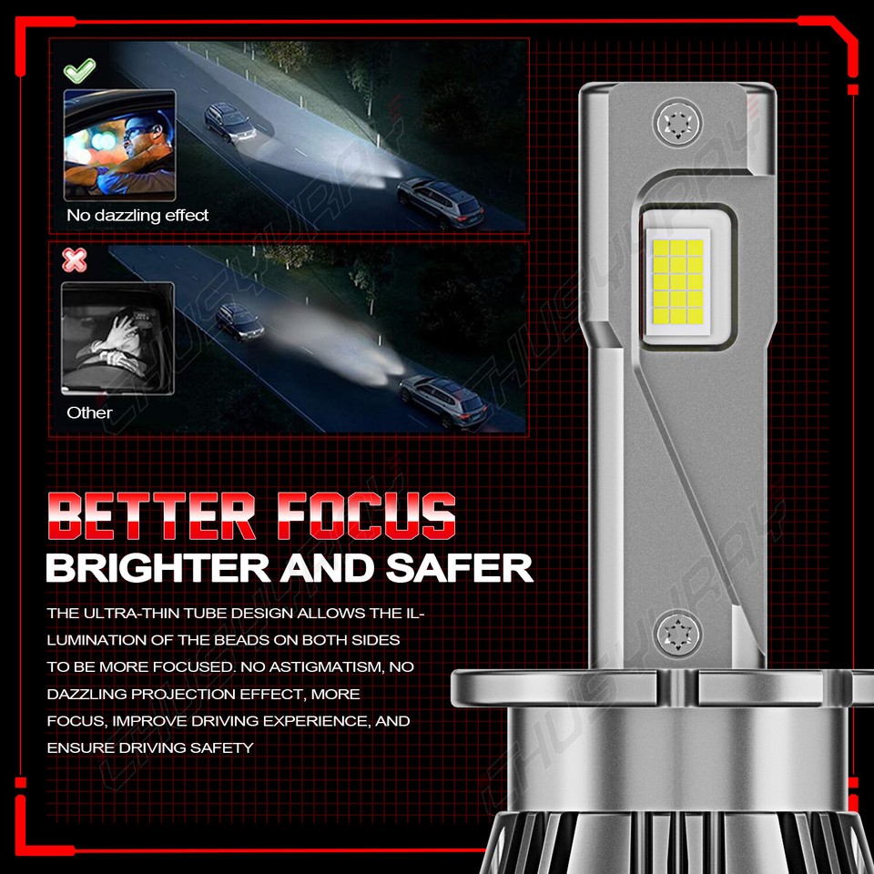 D2S D2R D4S D4R LED Headlight Bulbs High Low Beam Kit 6000K Bright ...